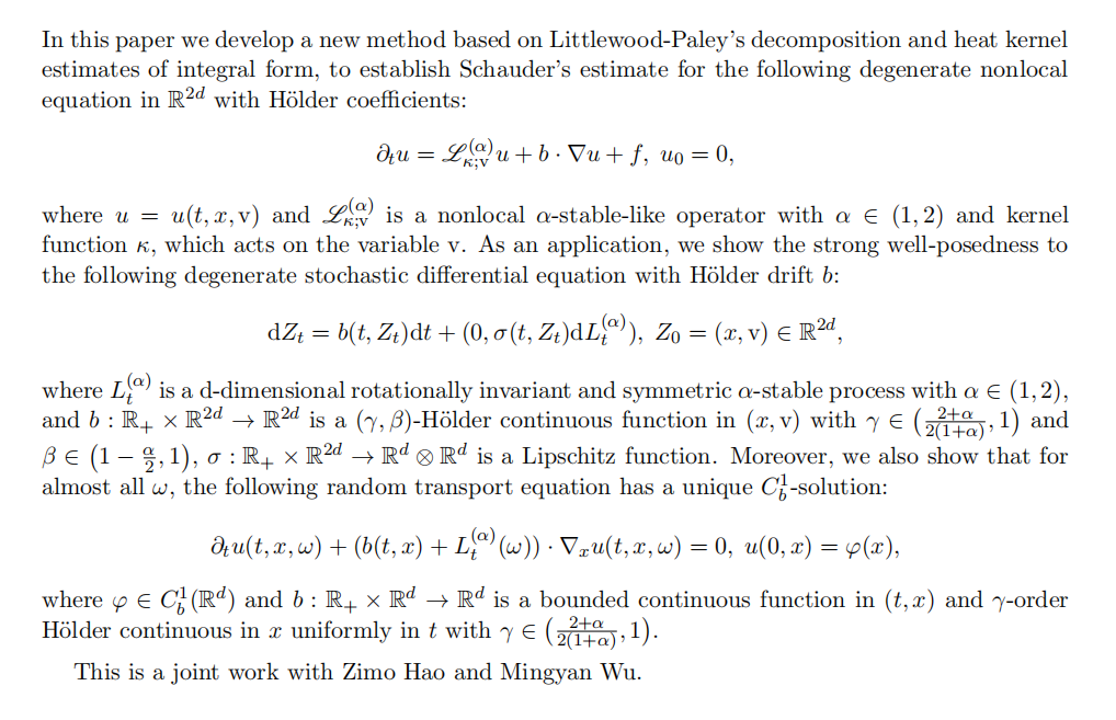 张希承 | Schauder's estimate for nonlocal kinetic equations and its ...